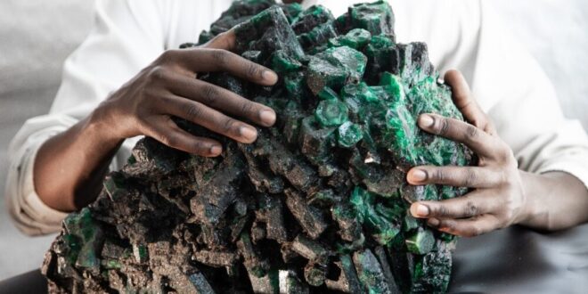 Kagem unveils colossal 37kg cluster of emeralds - Copperbelt Katanga Mining